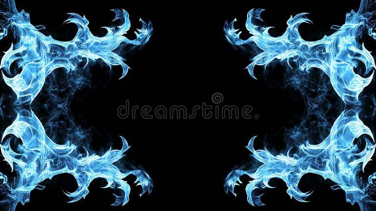 Abstract Blue Flame Border on Black Stock Photo - Image of decorative ...