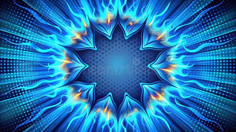 Abstract Blue Flame Design with Central Empty Space for Text or Logo. Generative AI Stock ...