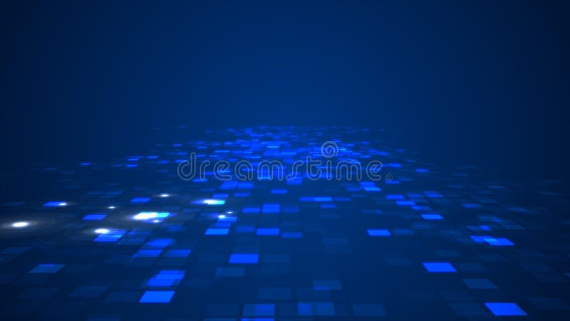 Abstract Blue Flashing Rectangle Grid Flowing Perspective Background ...
