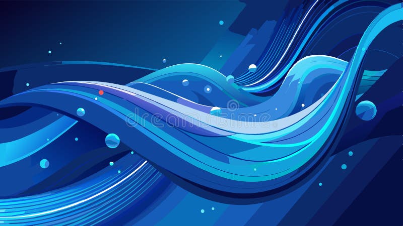Abstract Blue Flow Wavy Lines Flowing Particles Background. Futuristic ...