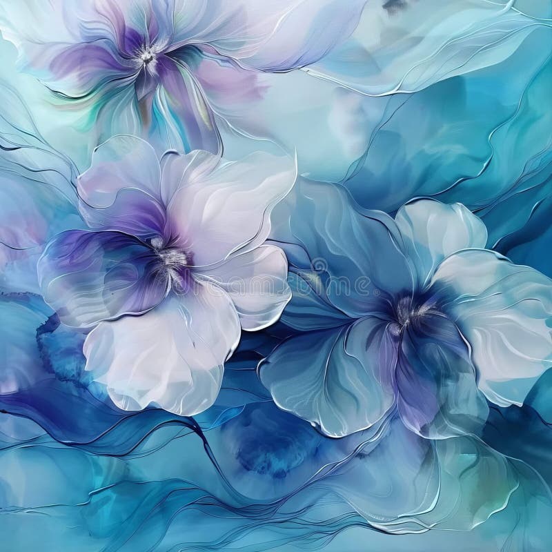 Abstract Blue Flowers Floating on Water Surface Creating Beautiful ...