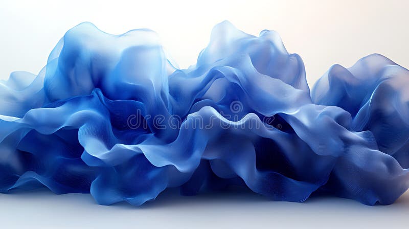 Abstract Blue Flowing Fabric, Wave Design, White Background, Website ...