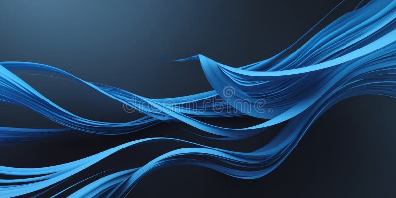 Abstract Blue Flowing Lines on Black Background Creates a Sense of ...