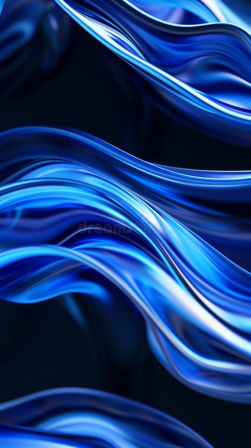 Abstract Blue Flowing Lines with Dynamic Light Reflections, Futuristic ...
