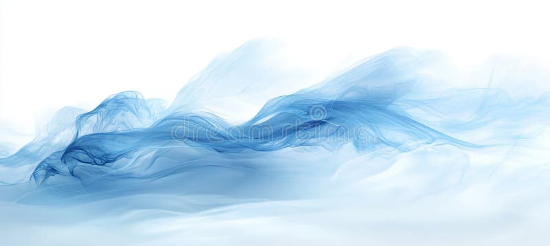 Abstract Blue Flowing Ribbon Effect on White Backdrop, with Varied Line ...