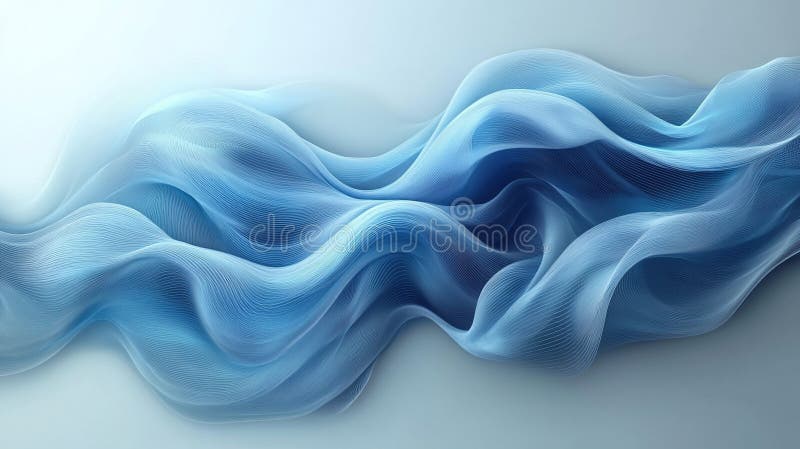 Abstract Blue Flowing Wave, Smooth Elegant Fabric, Textile, Silky ...