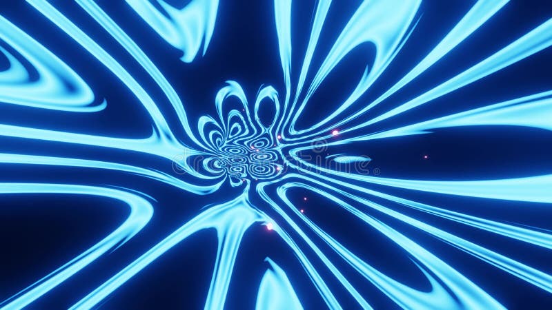 Abstract Blue Fluid Pattern with Glowing Wave-like Distortions and ...