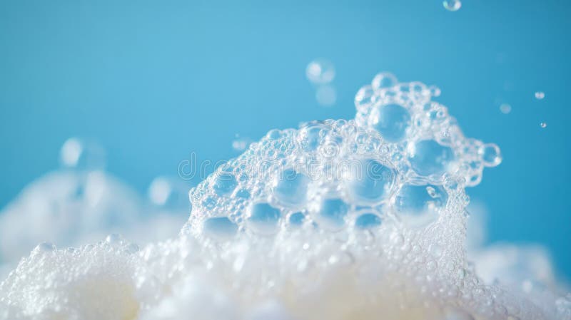 Abstract Blue Foam Macro Texture of Soap Suds and Bubbles for Cleansing ...
