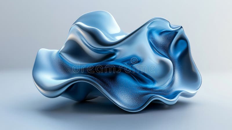 Abstract Blue Form, Dynamic Flowing Shape Resembling Liquid Metal ...