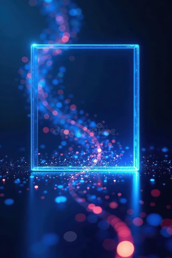 Abstract Blue Frame Over Holographic Data Stream, Screen, Wire Stock ...