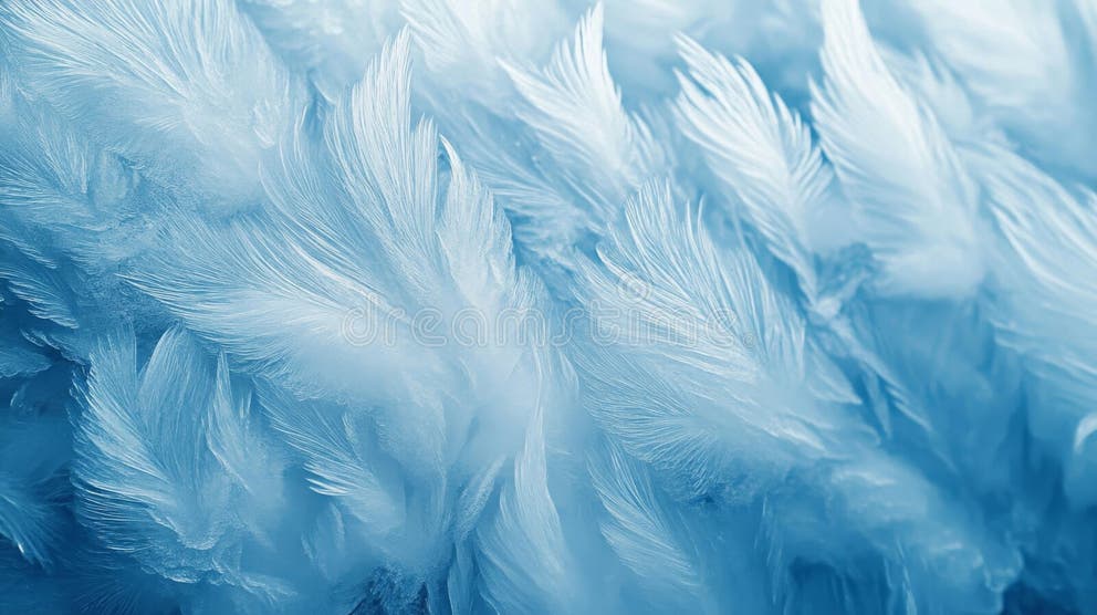 Abstract Blue Frost Pattern with Delicate Feather-Like Formations Stock ...