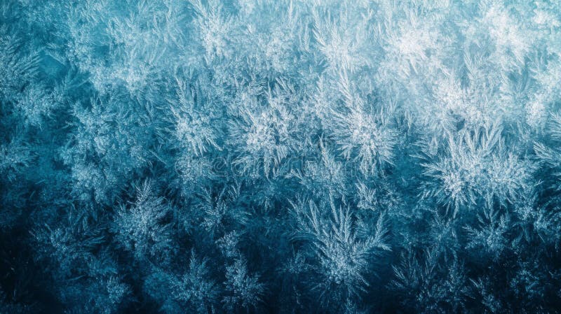 Abstract Blue Frost Pattern on a Windowpane Stock Illustration ...