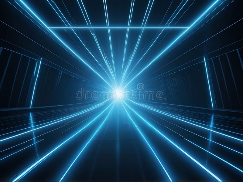 Abstract Blue Furutic Background. Rays and Light Lines Reflection, Blue ...