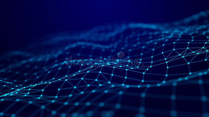 Abstract Blue Futuristic Background. Technological Wave of Information ...