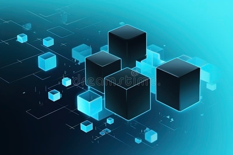 Abstract Blue Futuristic Blocks Background. Sci-fi Illustration Stock ...