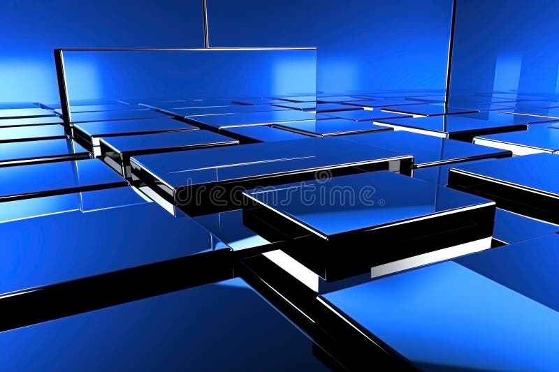 Abstract Blue Futuristic Blocks Background. Sci-fi Illustration Stock ...