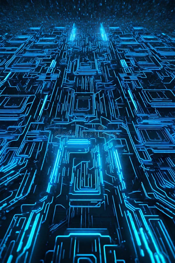 Abstract Blue Futuristic Electronic Lines Pattern Design Wallpaper ...