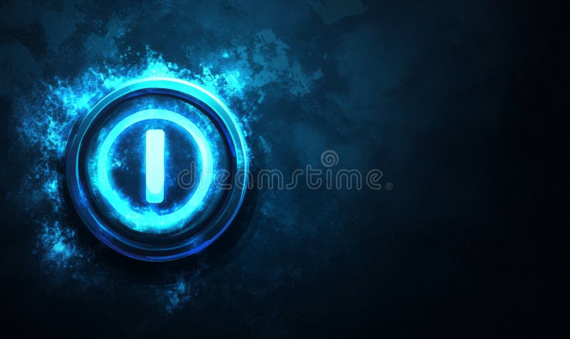 An Abstract Blue Futuristic Guard Shield in the Shape of a Power Button ...
