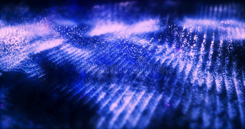 Abstract Blue Futuristic Landscape of Particles and Dots of Energetic ...