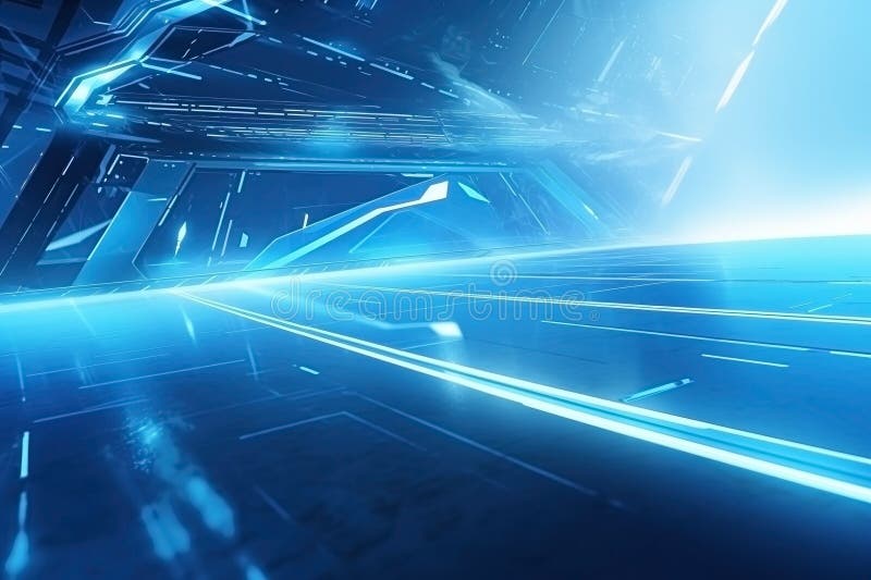 Abstract Blue Futuristic Space Background. Sci-fi Illustration Stock ...