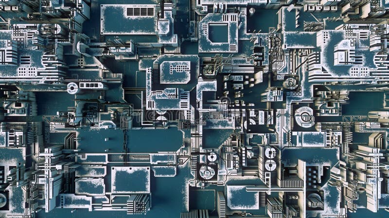 Abstract Blue Futuristic Techno Pattern. Digital 3d Illustration Stock ...