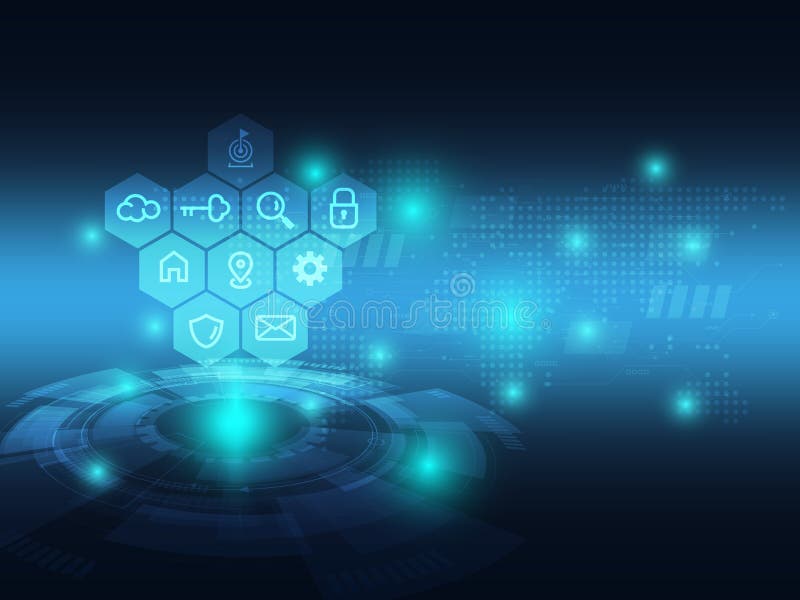 Abstract Blue Futuristic Technology Background with Business Icon Stock ...