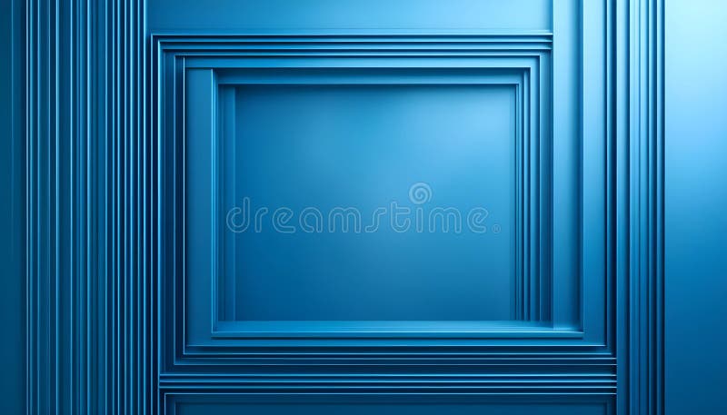 Abstract Blue Geometric Background with Nested Square Frames Stock ...