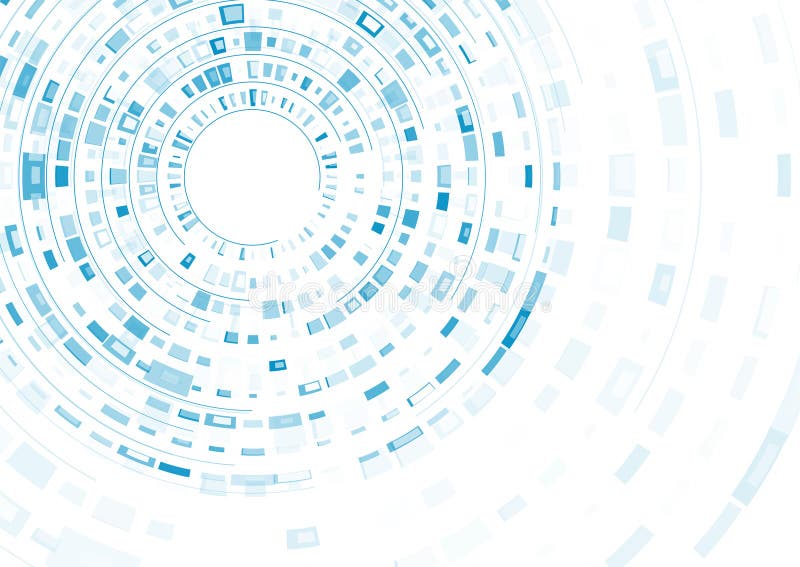 Abstract Blue Geometric Circular Lines and Elements Tech Background ...