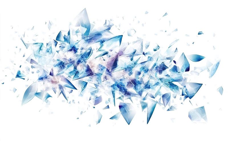 Abstract Blue Geometric Design Representing Shattered Glass with a ...