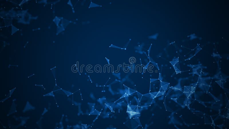 Abstract Blue Geometric. Digital Connection with Dots and Lines Stock ...