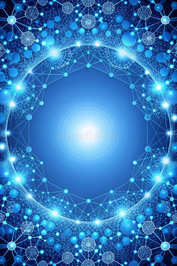 Abstract Blue Geometric Frame with Circular Ornament for Technology and ...