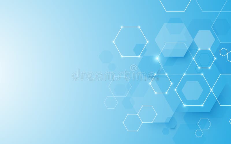 Abstract Blue Geometric Hexagon Shape and Lines with Science Concept ...