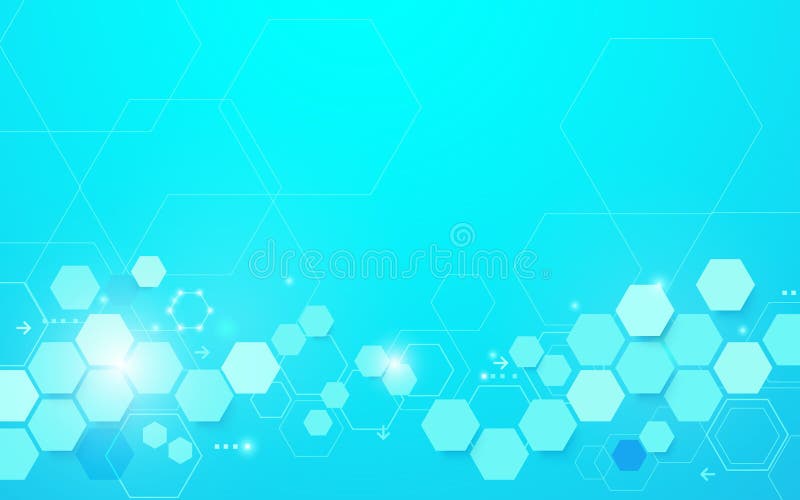 Abstract Blue Geometric Hexagon Shape and Lines with Science Concept ...