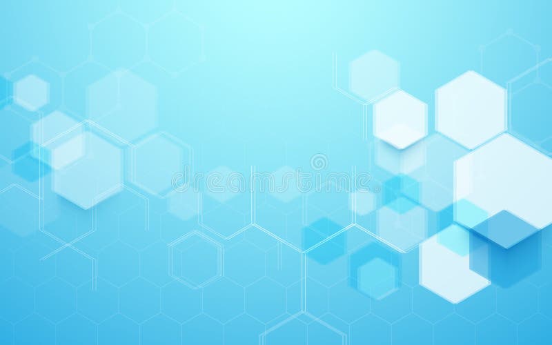 Abstract Blue Geometric Hexagon Shape and Lines with Science Concept ...