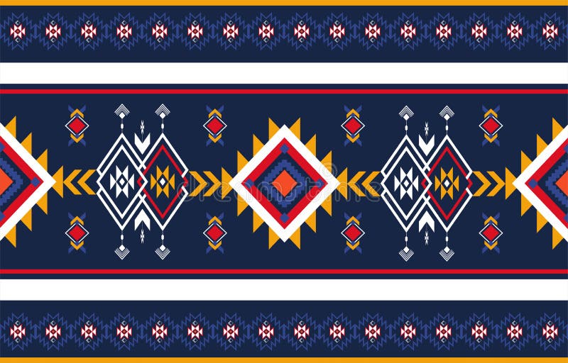 Abstract Blue Geometric Native Pattern Seamless Vector.Repeating ...