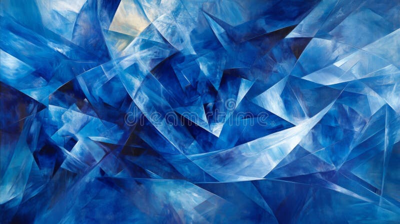 Abstract Blue Geometric Painting with Sharp Triangles Stock ...