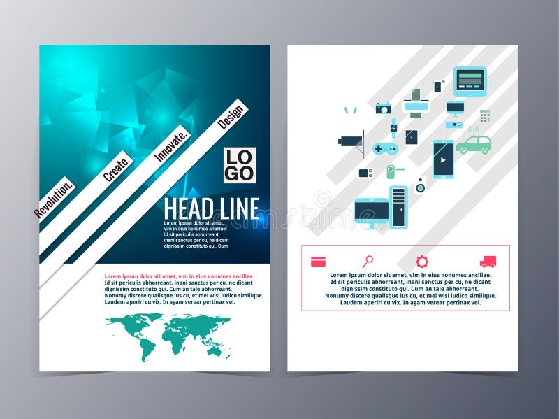 Business and Technology Brochure Design Template Vector Tri-fold Stock Vector - Illustration of ...
