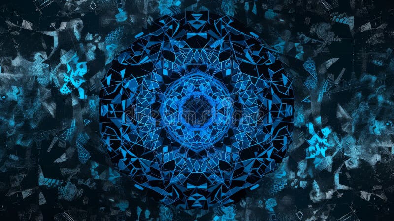 Abstract Blue Geometric Pattern with Digital Theme Stock Image - Image ...
