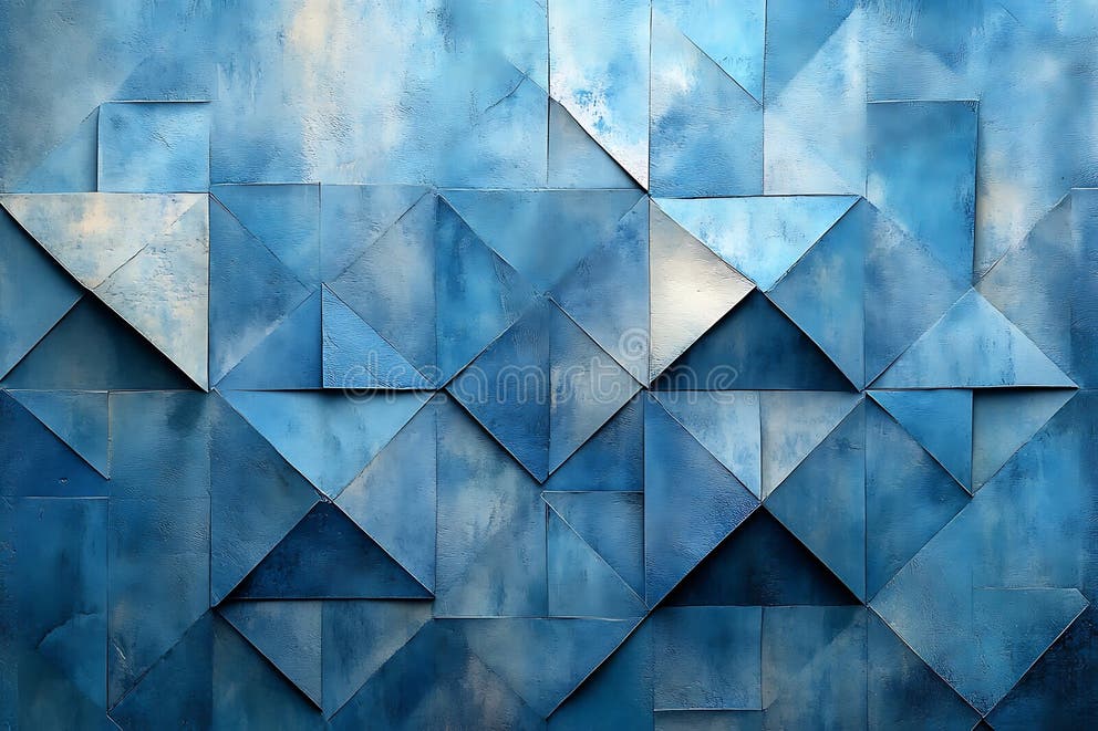 Abstract Blue Geometric Pattern Modern Triangular Wall Texture ...