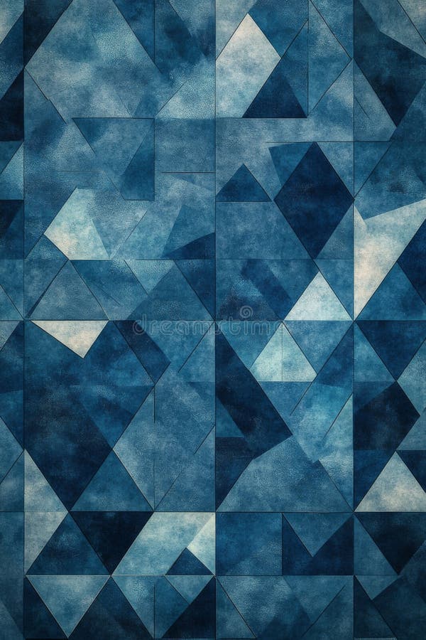 Abstract Blue Geometric Pattern Showcasing Varied Triangular Shapes and Textures Stock Photo ...