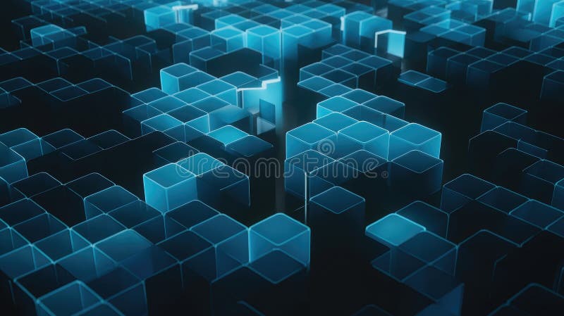 Abstract Blue Geometric Patterns Creating a Futuristic Digital ...