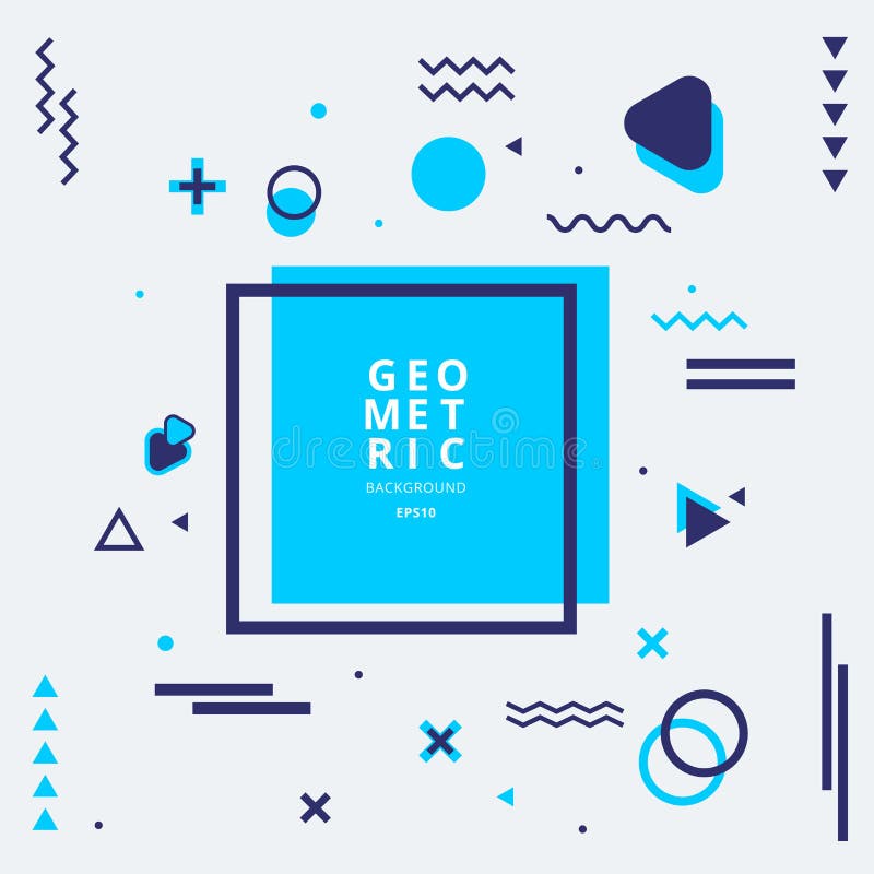 Abstract Blue Geometric Shape Composition with Lines and Wavy Flat ...