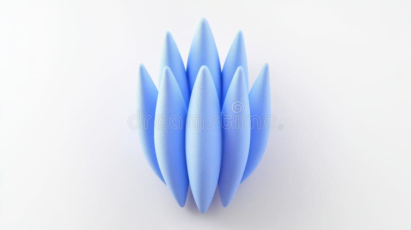 Abstract Blue Geometric Shape with Symmetrical Curved Spikes on White ...