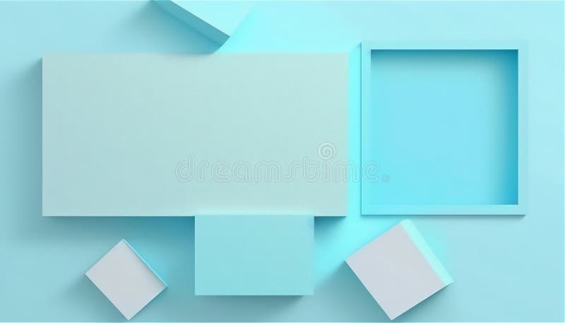 Abstract Blue Geometric Shapes Composition: Minimalist 3D Render of ...