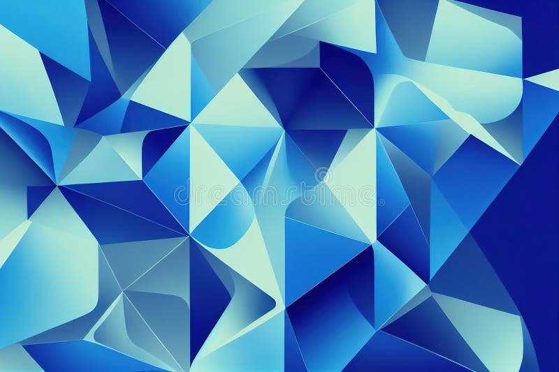 Abstract Blue Geometric Shapes of Different Shades in the Form of a ...
