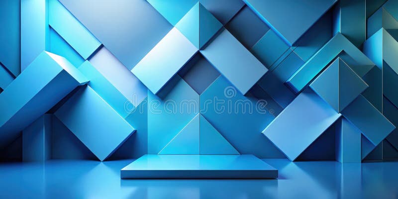 Abstract Blue Geometric Shapes and Platform for Product Display ...