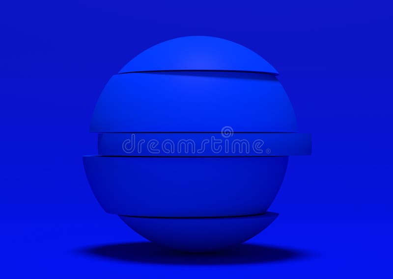 Abstract Blue Geometric Sphere Sliced into Layered Pieces on Dark Blue ...
