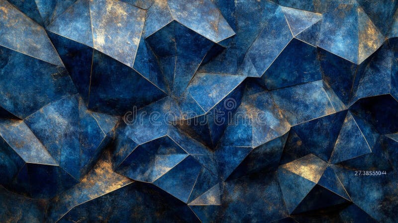 Abstract Blue Geometric Triangle Pattern Background with Metallic ...