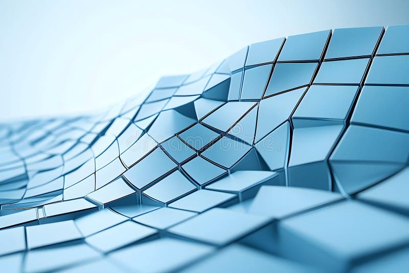 Abstract Blue Cube Wave stock illustration. Illustration of shapes ...