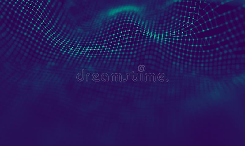 Abstract Blue Geometrical Particles on Purple Background . Connection ...